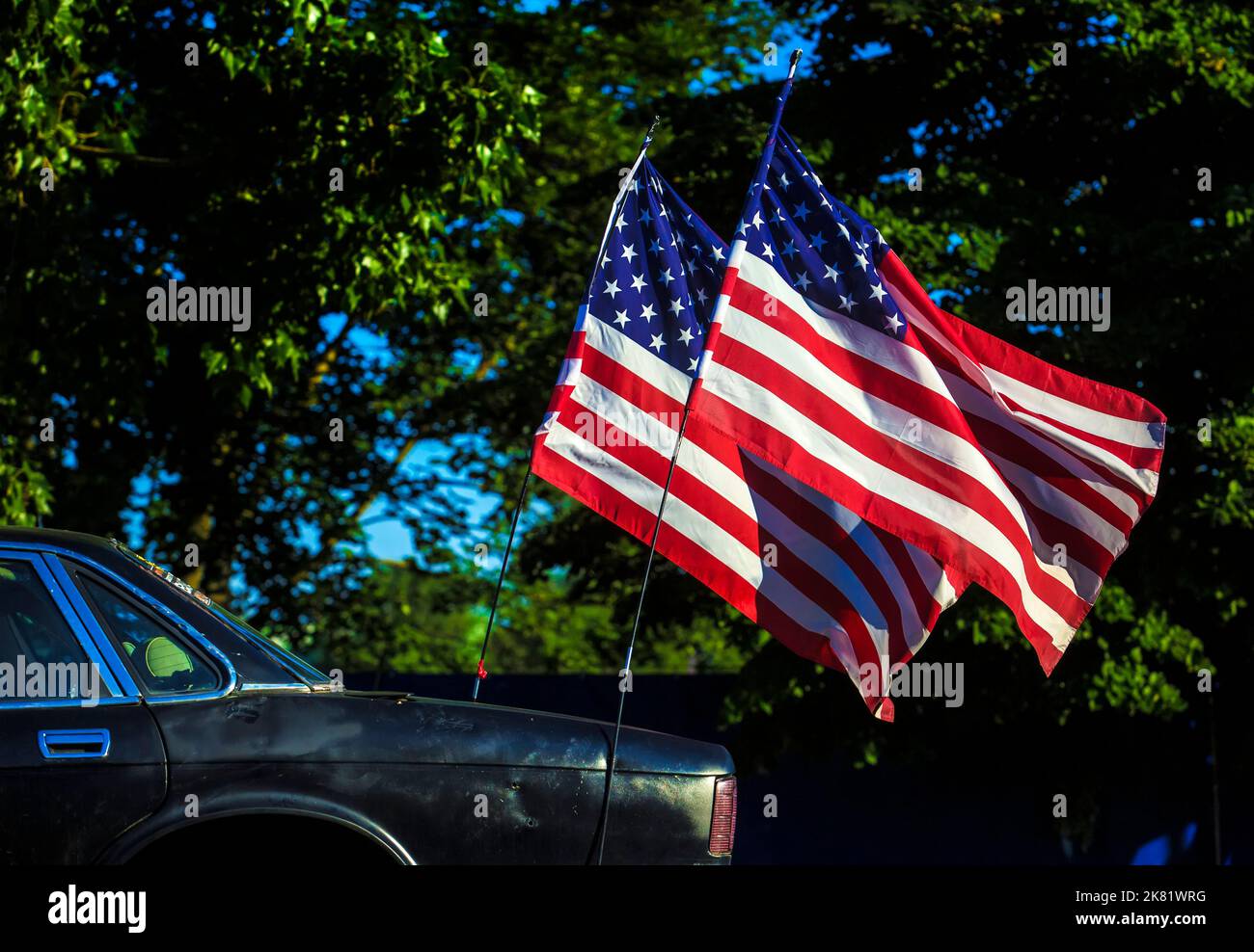 Car with flag of united states of america Stock Photo - Alamy
