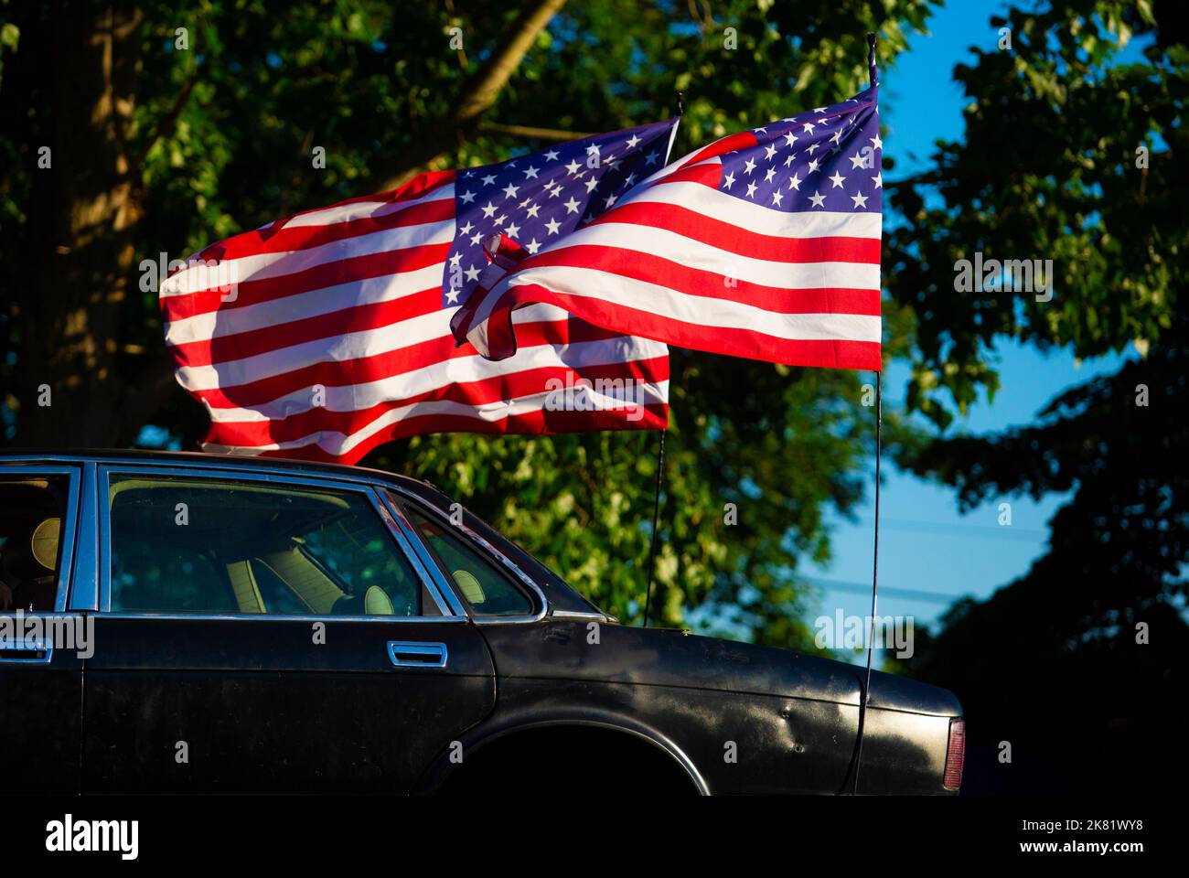 Car with flag of united states of america Stock Photo - Alamy