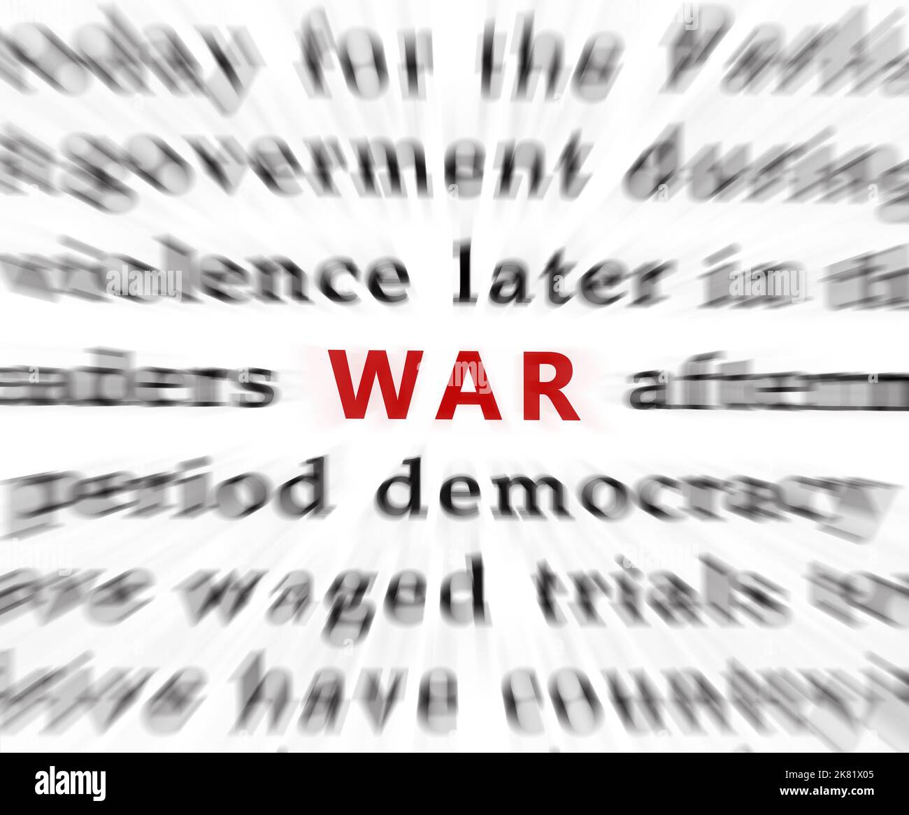 Newspaper words war isolated focus Stock Photo - Alamy