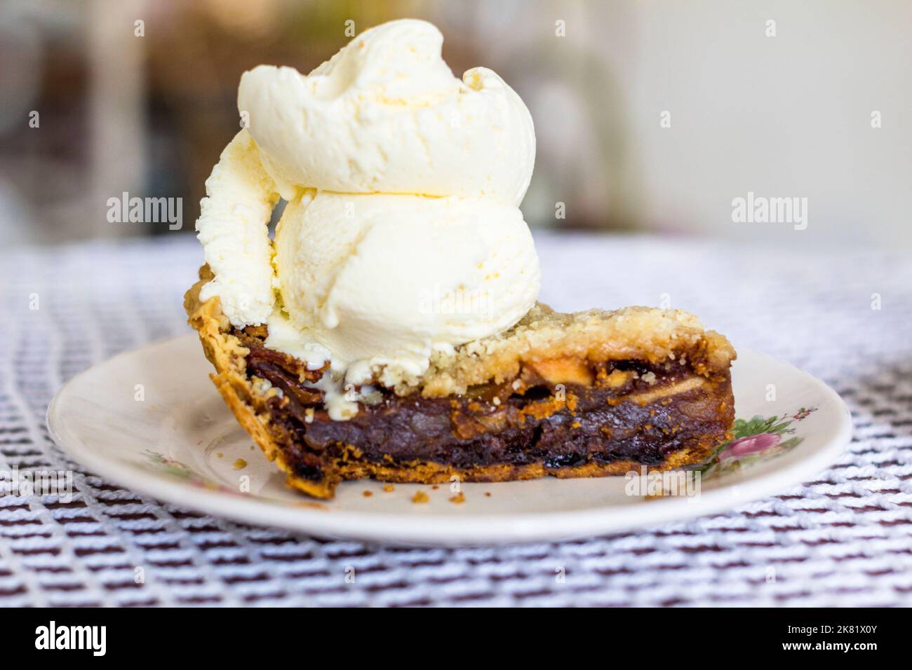 A slice of apple pie topped with vanilla ice cream in Cebu, Philippines ...