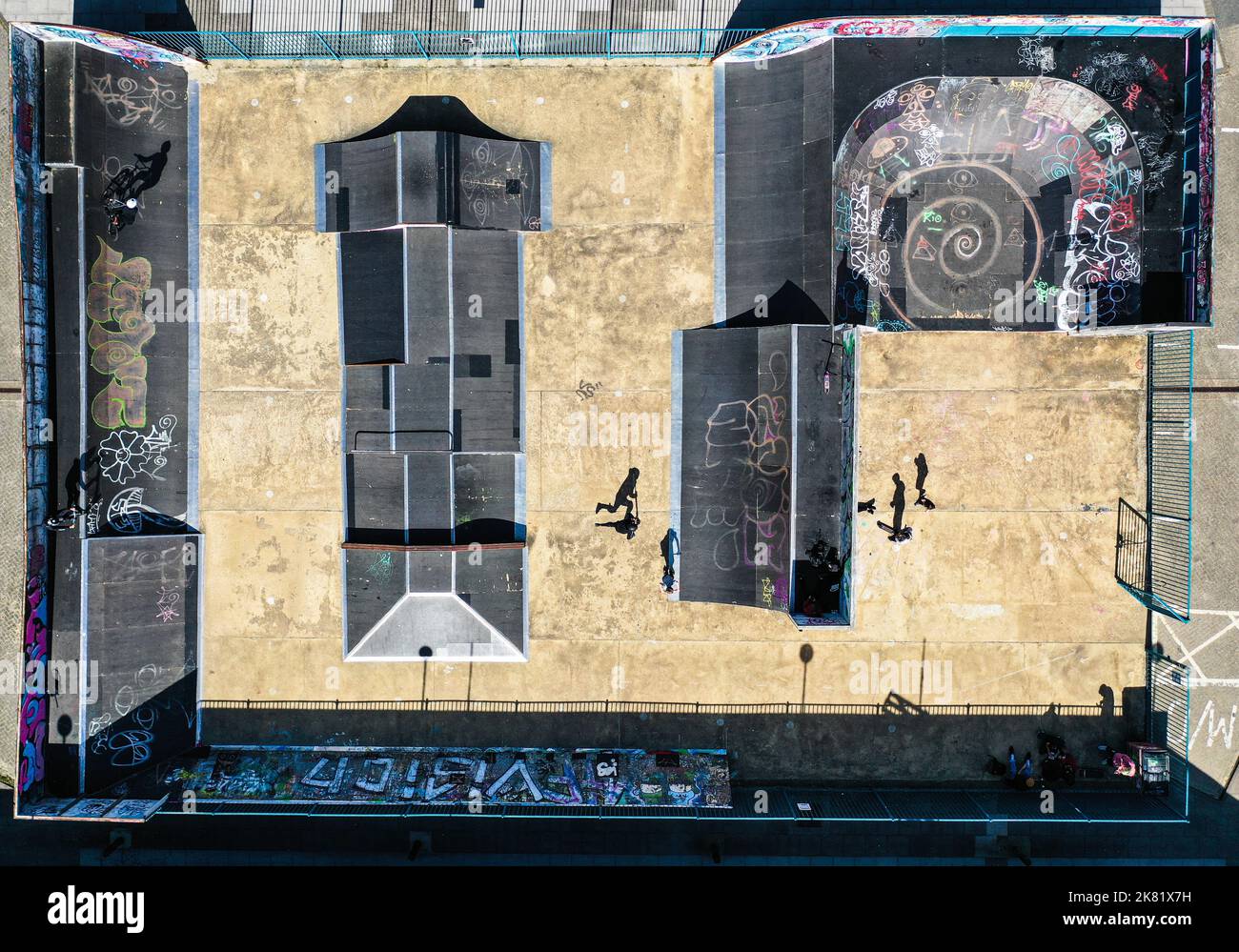Aerial view of a skateboard park Stock Photo - Alamy