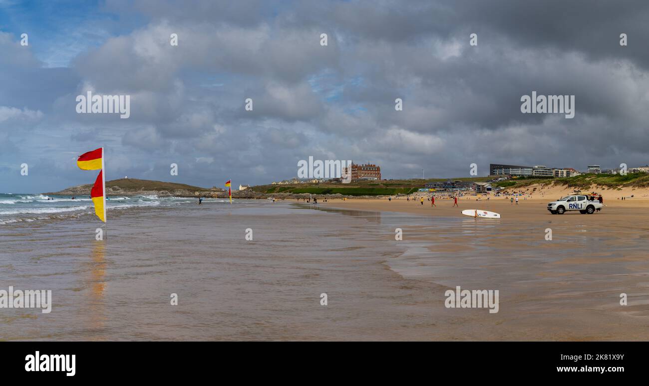 Newquay, United Kingdom - 4 Spetember, 2022: panorama view of Fistral ...