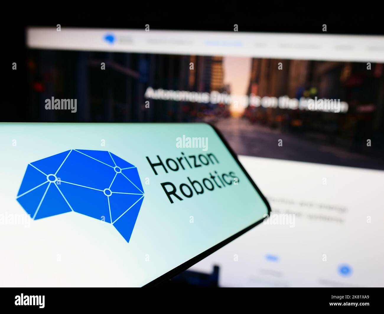 Smartphone with logo of Chinese automotive company Horizon Robotics Inc ...