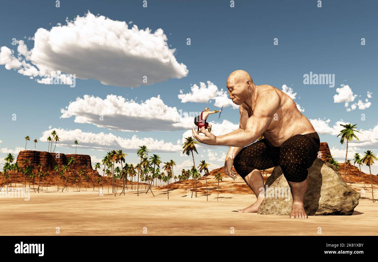 Greek god Zeus and the cyclops Polyphemus in a landscape Stock Photo ...