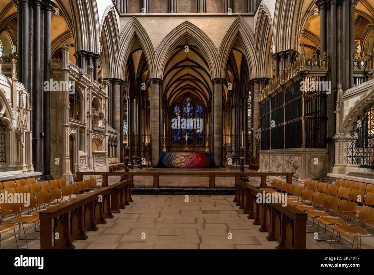 Salisbury, United Kingdom - 8 September, 2022: view of the chapel altar of the Salisbury ...