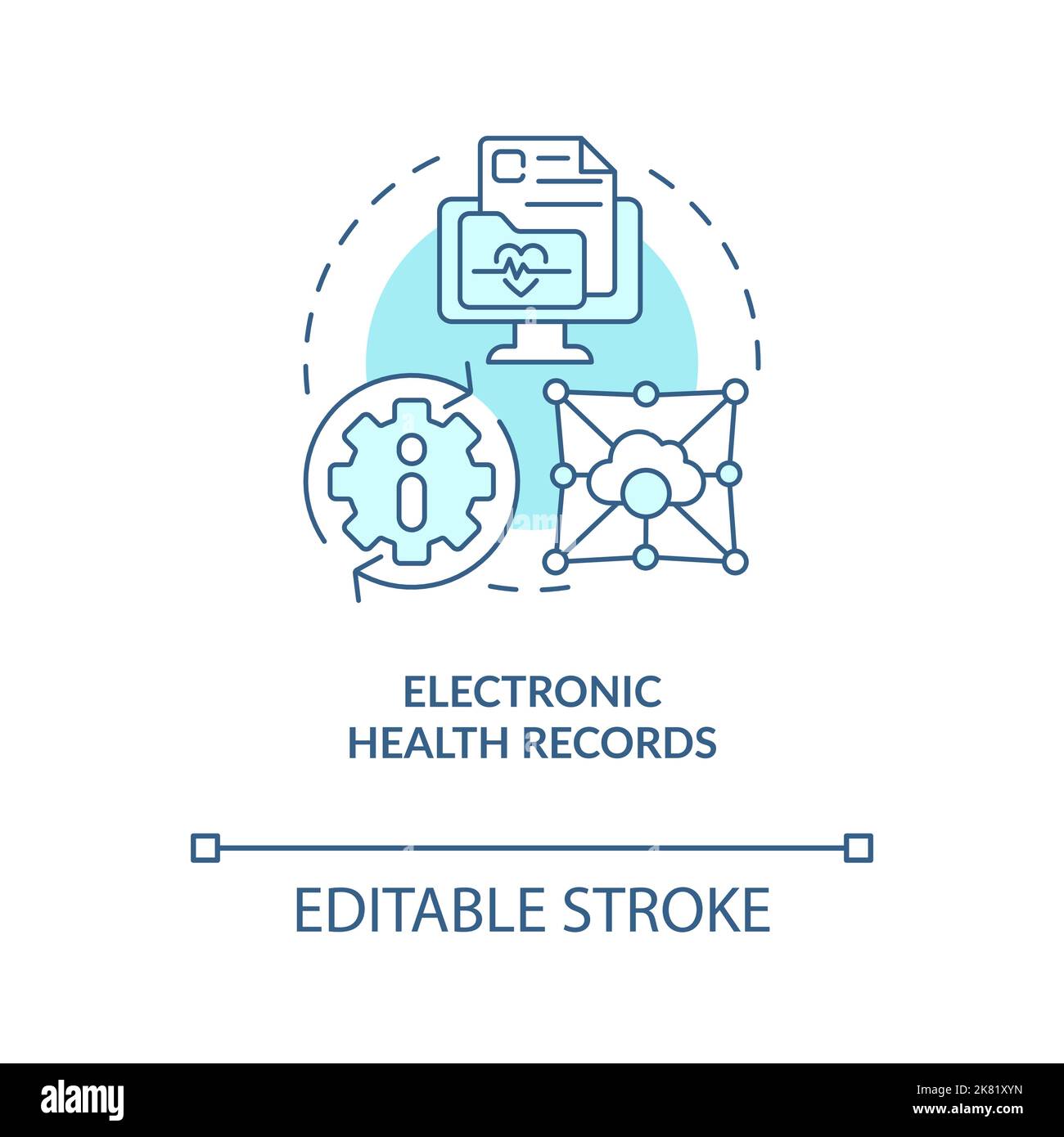 Electronic health information turquoise concept icon Stock Vector Image ...