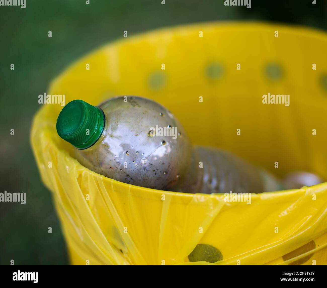 Plastic botle collected separate in bin Stock Photo - Alamy