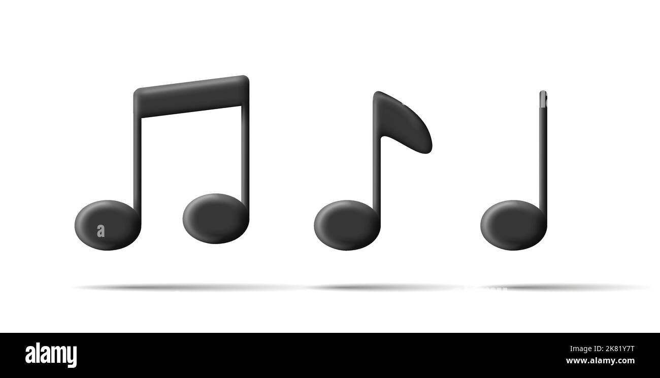 Vector illustration of volume 3d musical notes on white background ...