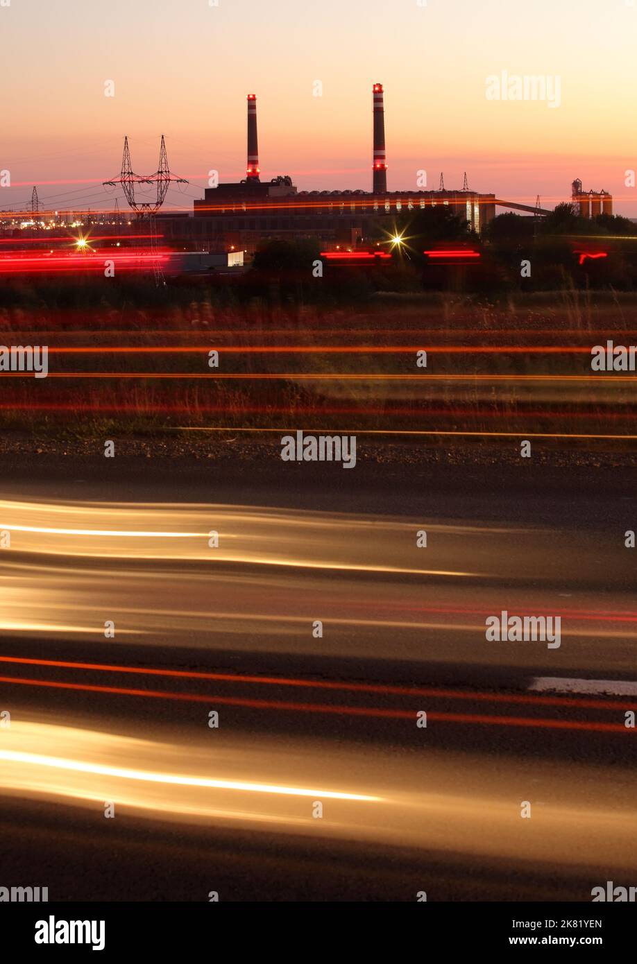 Power station motorway dusk hi-res stock photography and images - Alamy