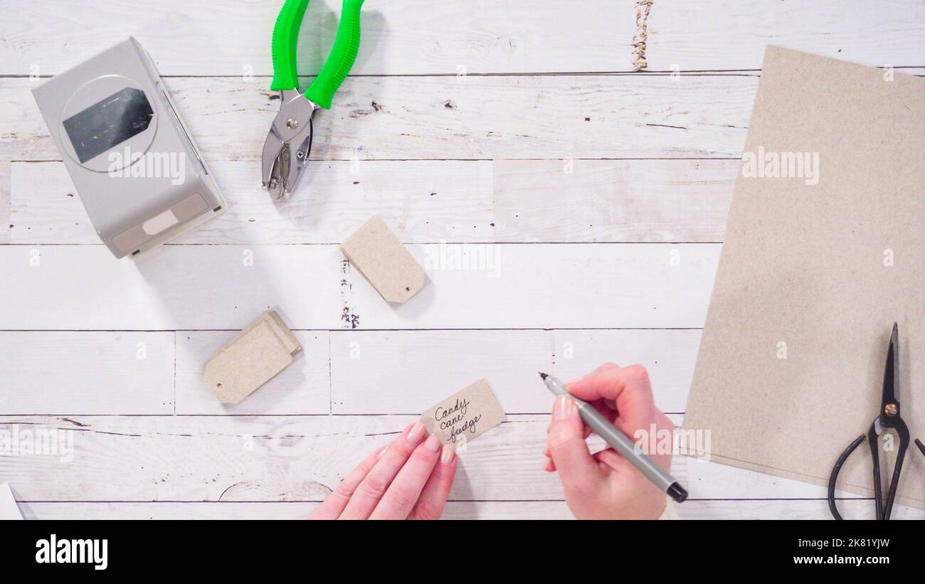 Making a gift tags Stock Photo - Alamy