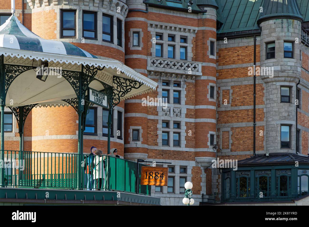 QUEBEC, CANADA, October 8, 2022 : Detail of Le Château Frontenac, a ...