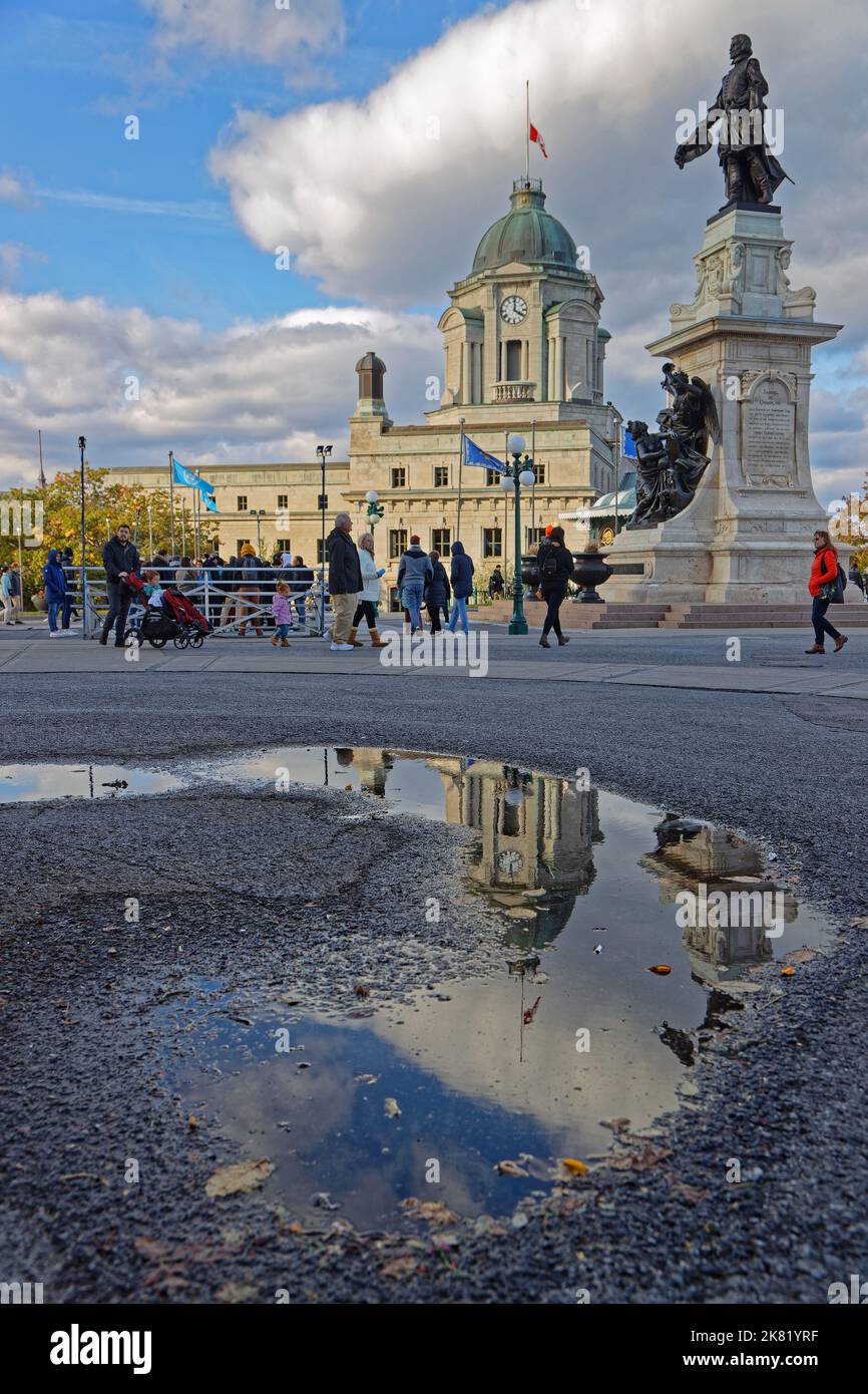 QUEBEC, CANADA, October 8, 2022 : Samuel de Champlain monument. The ...