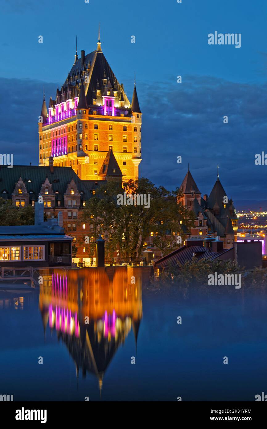 QUEBEC, CANADA, October 8, 2022 : Château Frontenac at blue hour. It is ...
