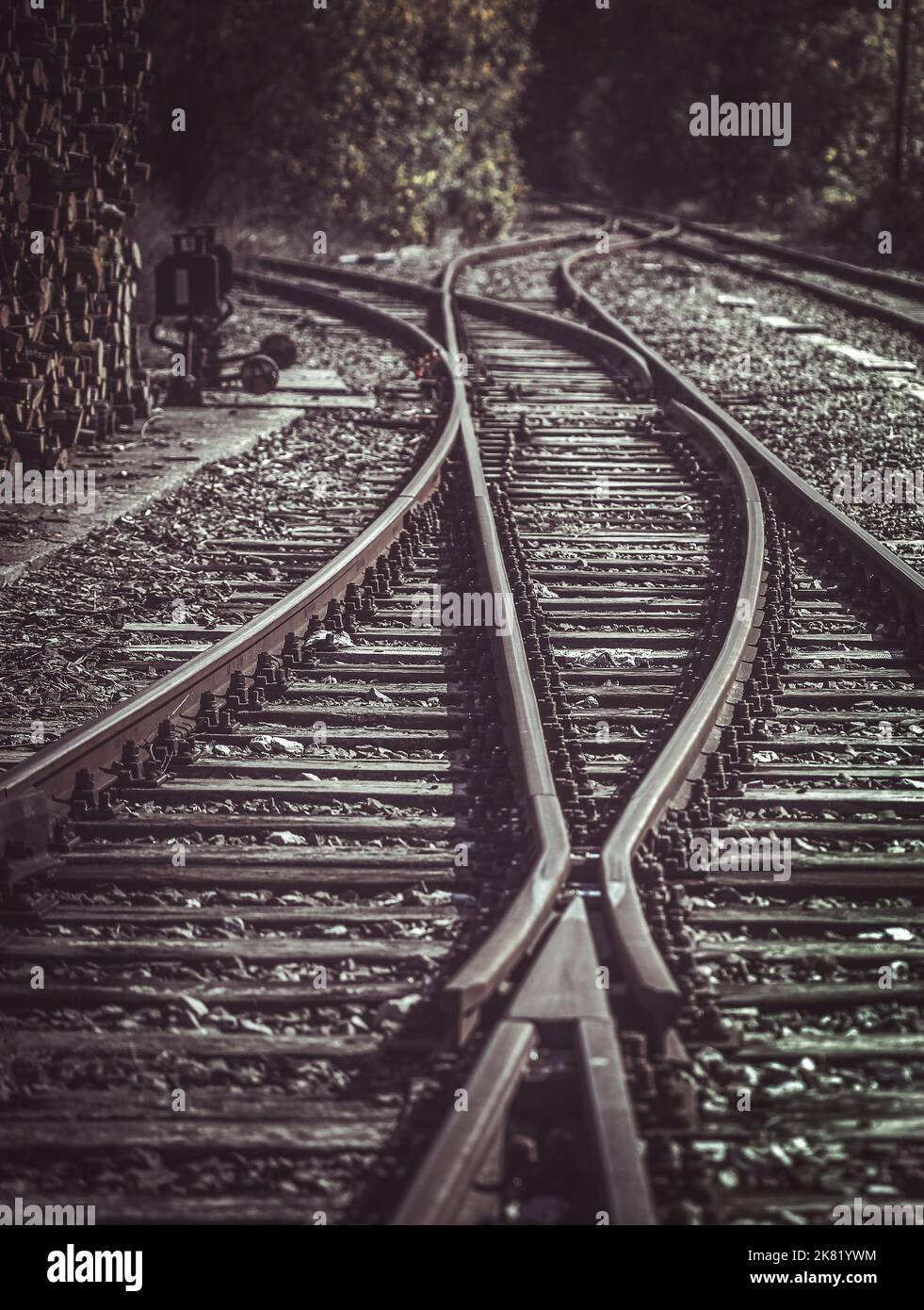 Intersection of railway lines /node railways Stock Photo - Alamy