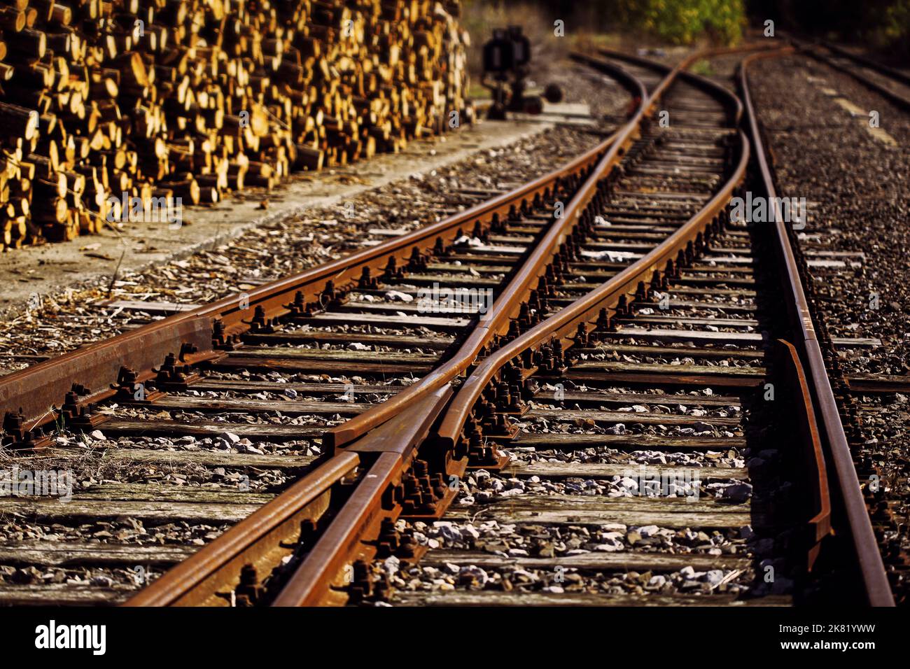 Intersection of railway lines /node railways Stock Photo - Alamy