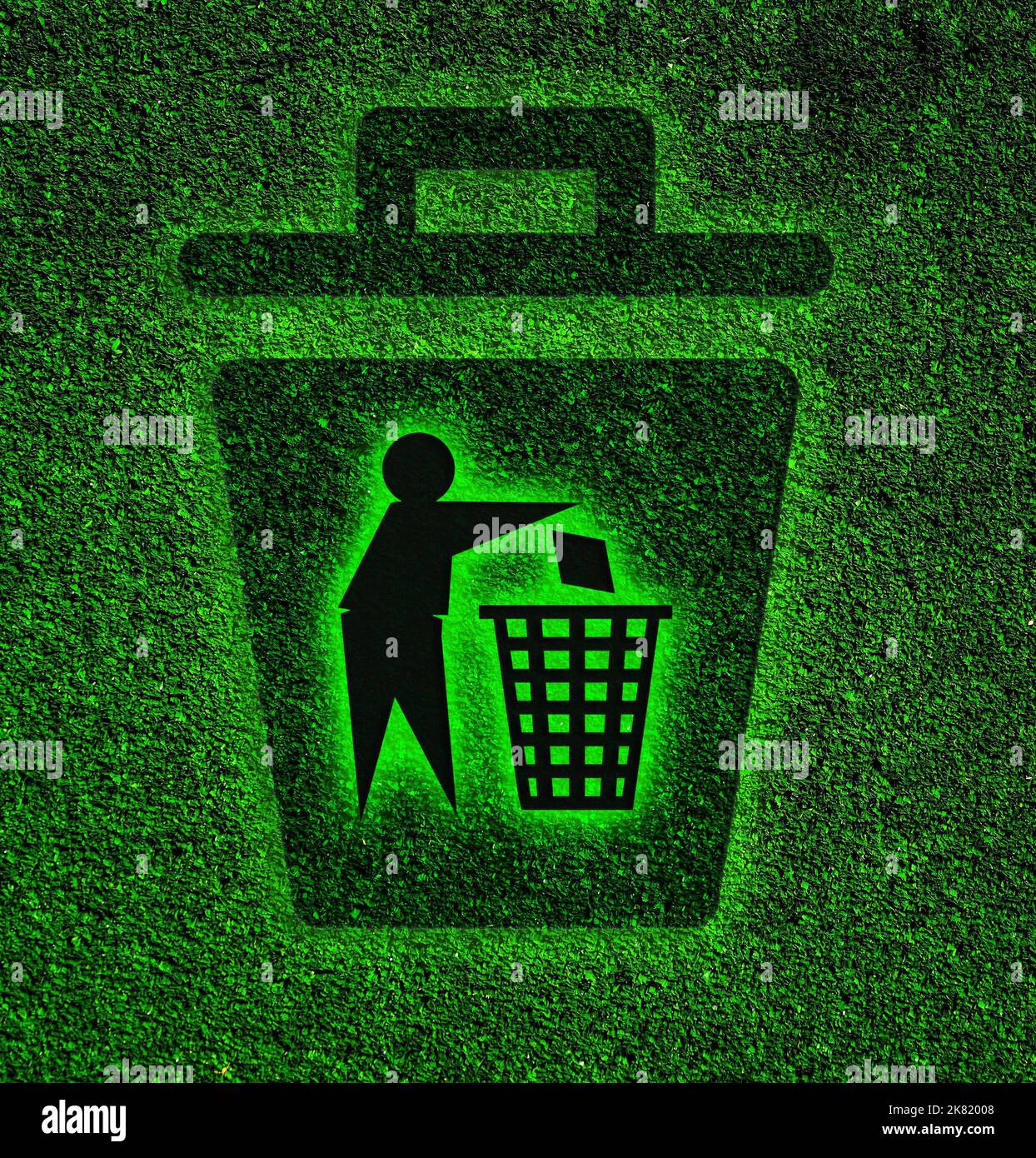 Throwing waste in bin symbol of economical friendly behaviour Stock ...