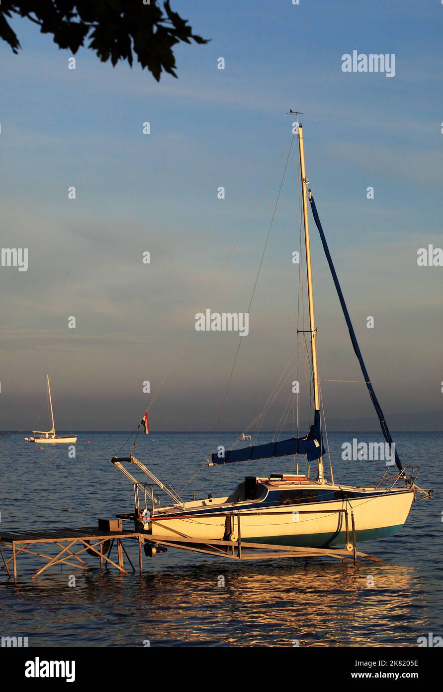 Two sailing boats on Lake Balaton Stock Photo - Alamy