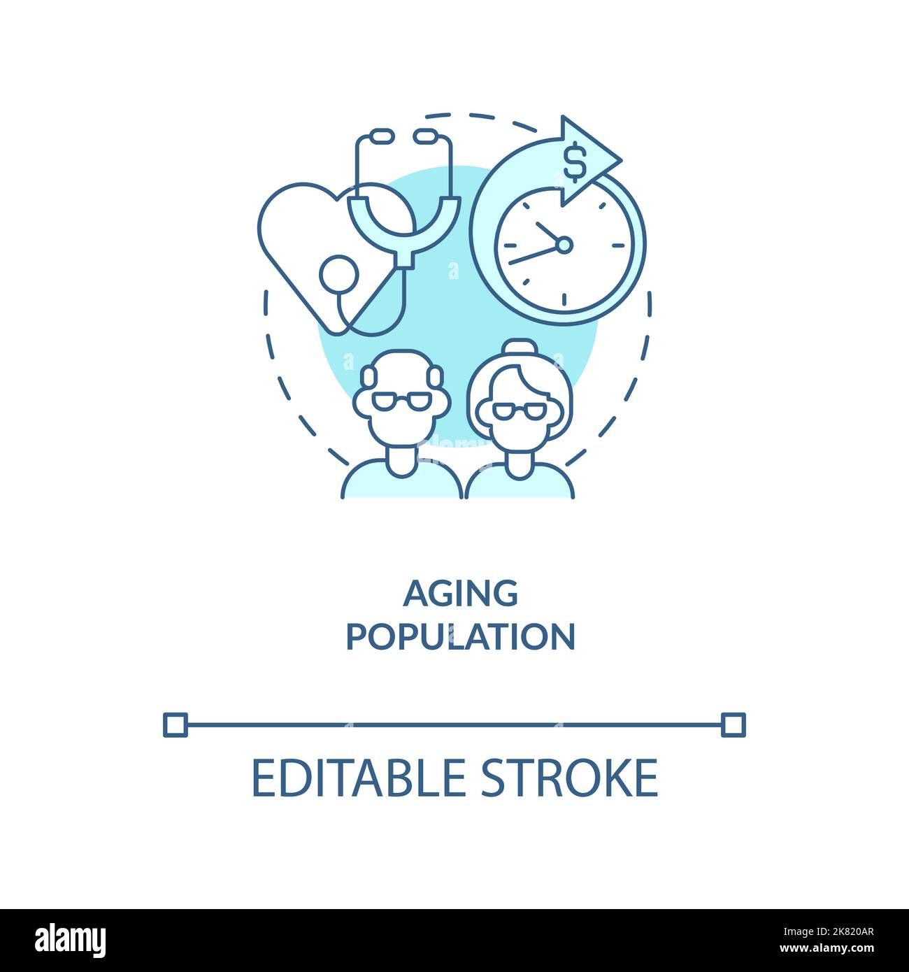 Aging population turquoise concept icon Stock Vector Image & Art - Alamy