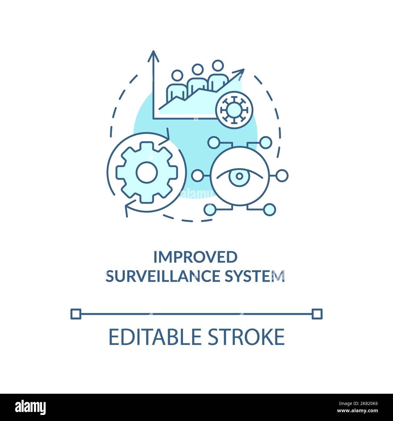 Improved surveillance system turquoise concept icon Stock Vector Image ...