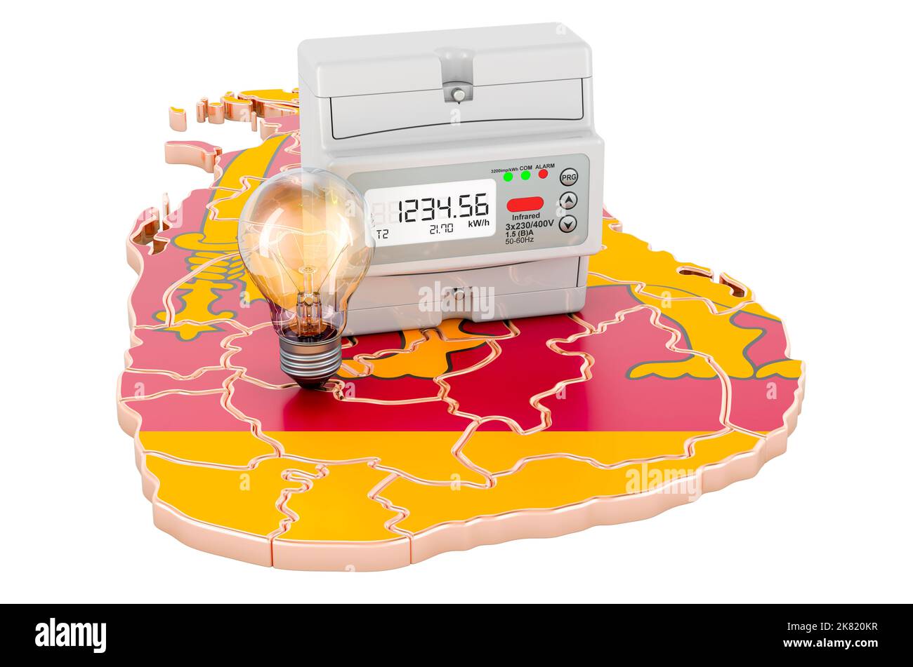 Electric energy consumption in Sri Lanka, 3D rendering isolated on ...