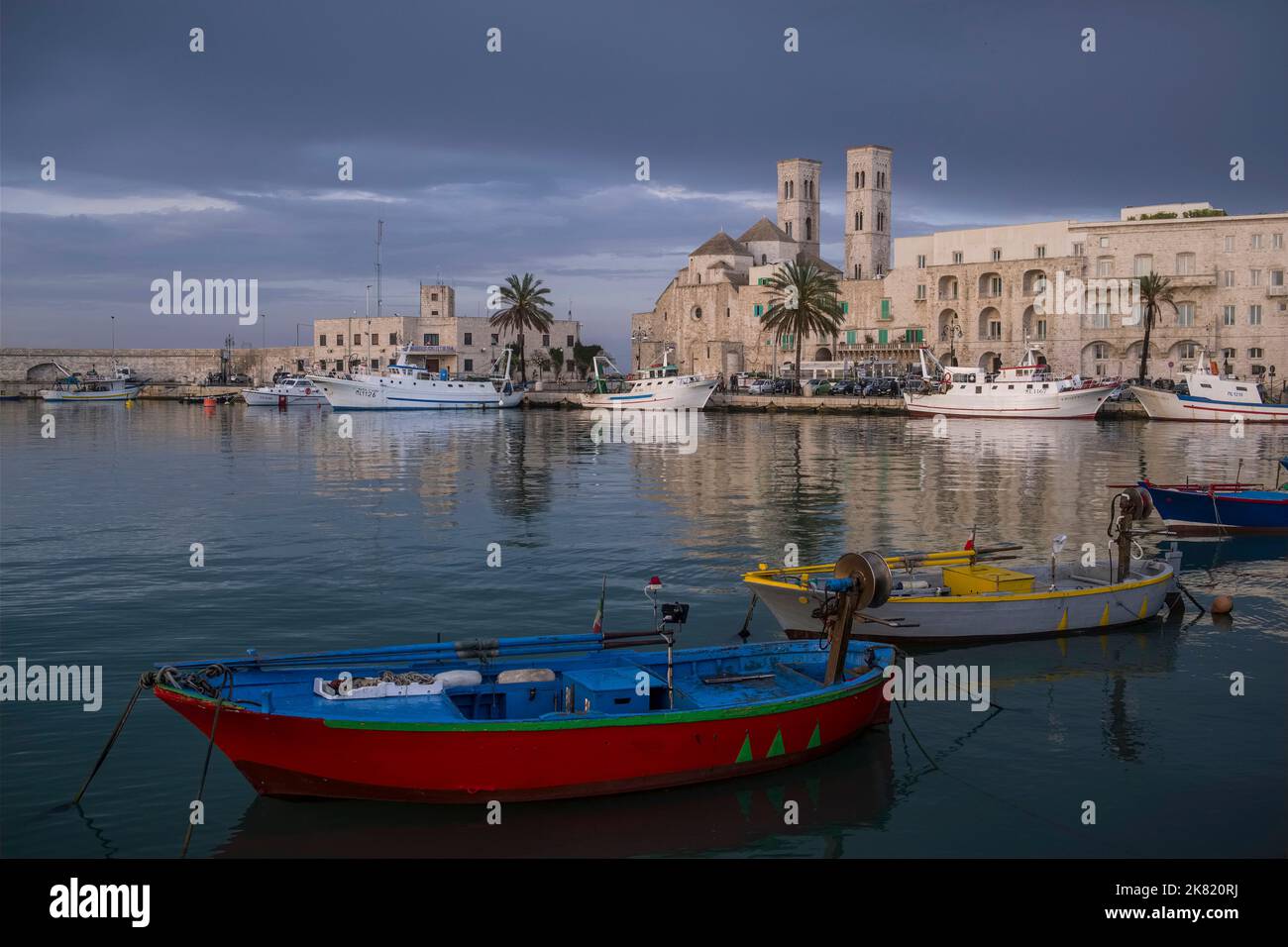 Italy, region of Apulia: Molfetta. Overview of the fishing port and the ...
