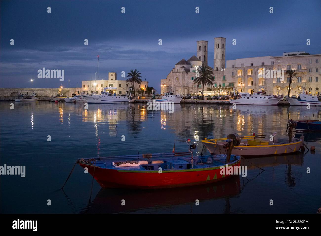 Italy, region of Apulia: Molfetta. Overview of the fishing port and the ...