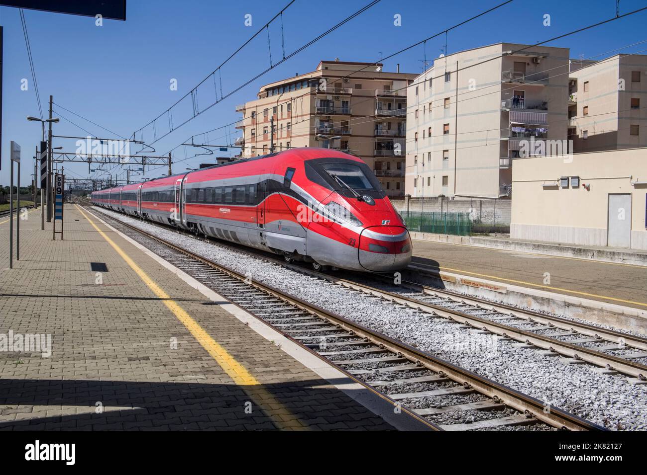 Italy, region of Apulia: Monopoli. Frecciarossa 1000, ETR 1000 of the ...