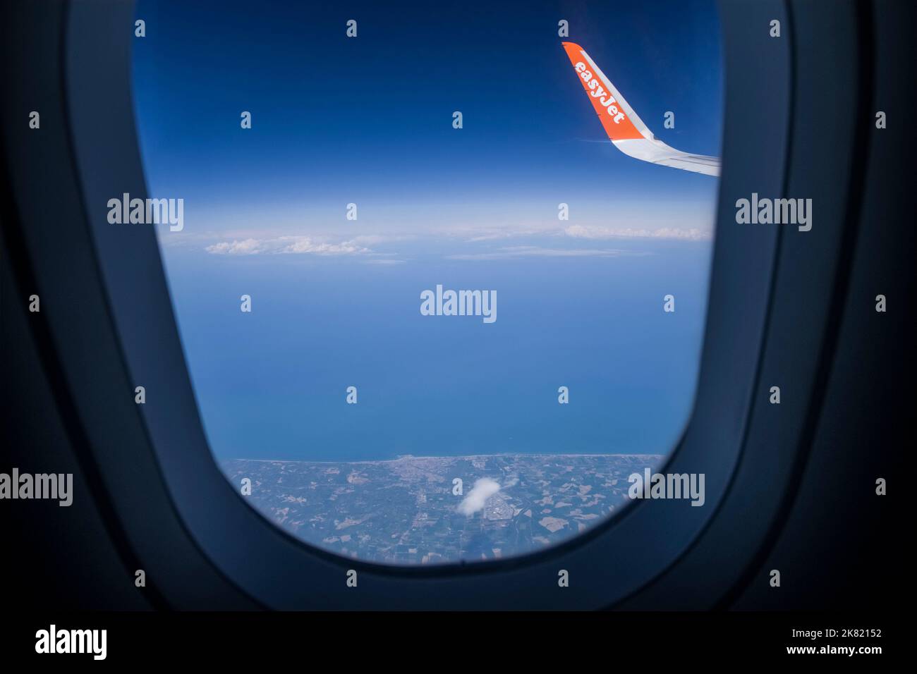 Italy, region of Apulia: view from the window of an Easyjet plane over ...