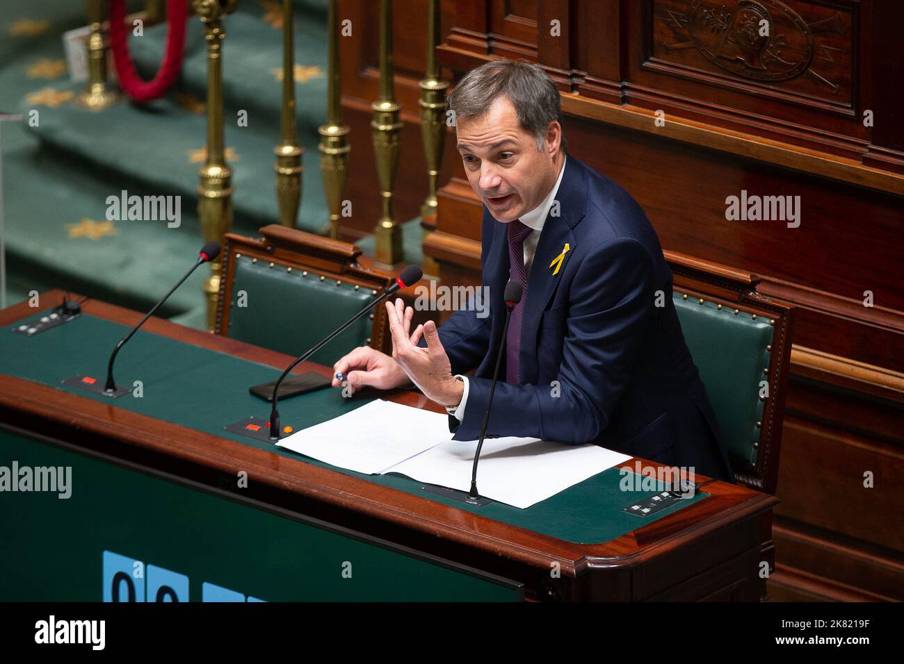 Brussels, Belgium, 20 October 2022. Prime Minister Alexander De Croo ...