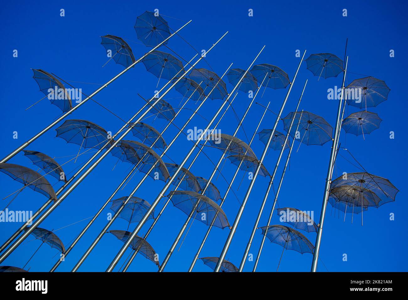 Umbrella art statue in Thessaloniki Greece Stock Photo - Alamy