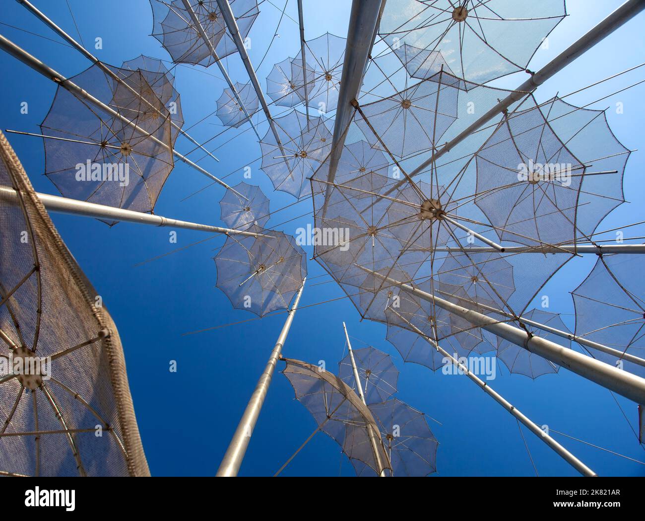 Umbrella art statue in Thessaloniki Greece Stock Photo - Alamy