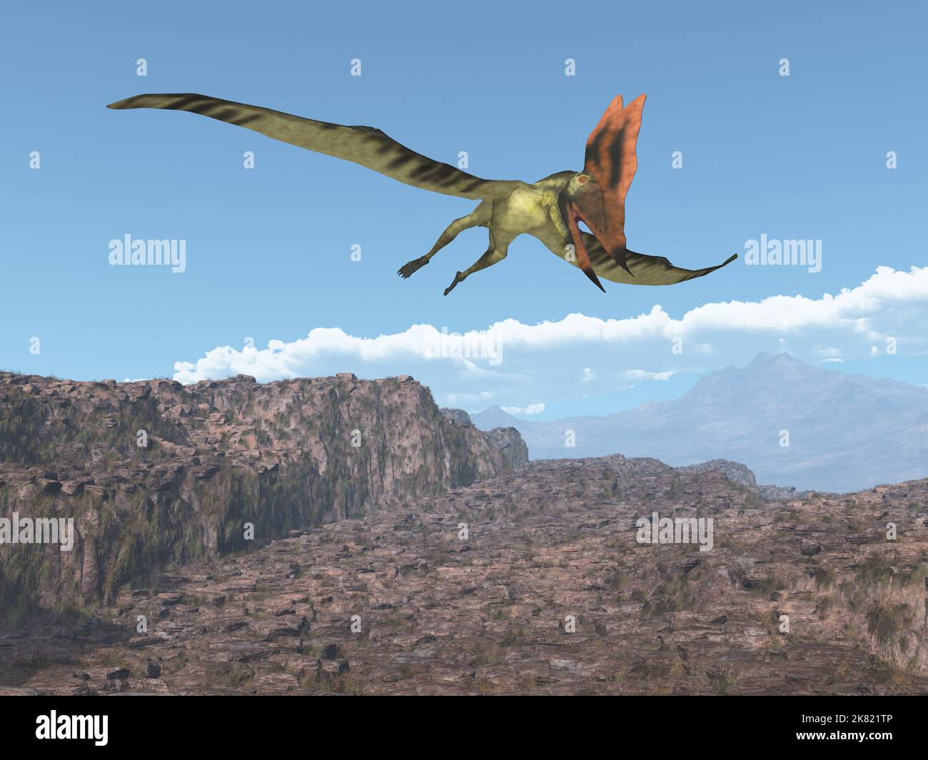 Pterosaur Thalassodromeus flying over a rocky landscape Stock Photo - Alamy
