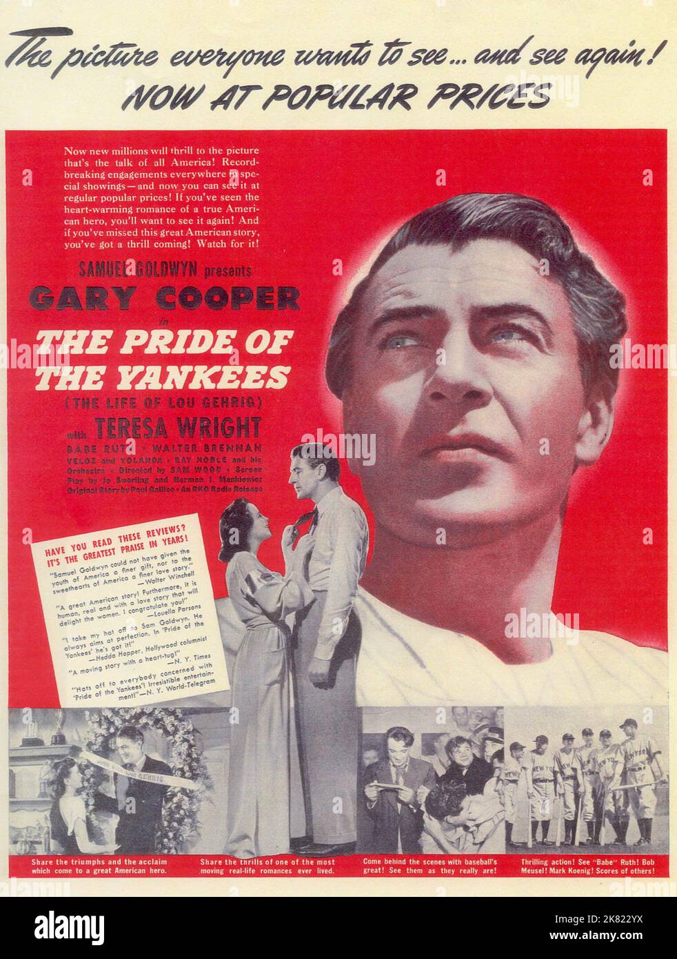 Gary Cooper Film Poster Film The Pride Of The Yankees (1946) Director ...