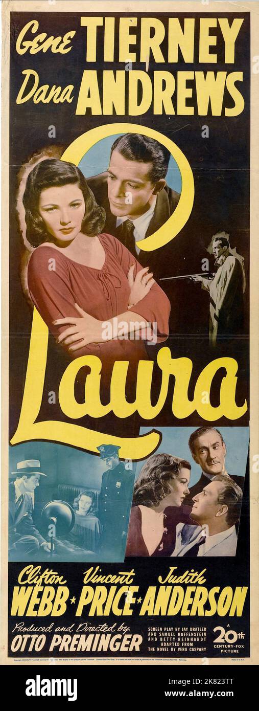 Gene Tierney & Dana Andrews Poster Film: Laura (USA 1944) Characters ...