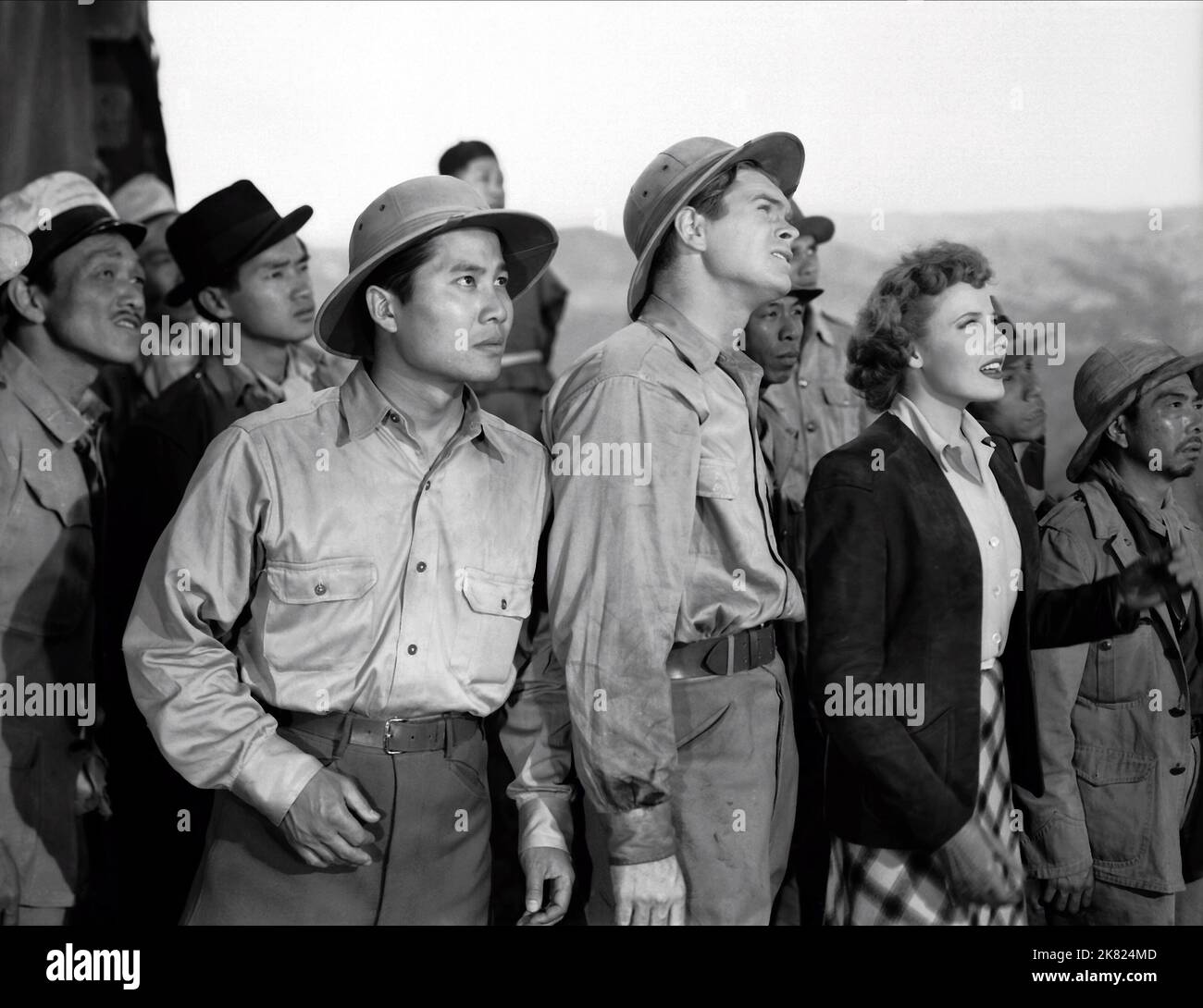 Keye Luke, Barry Nelson & Laraine Day Film A Yank On The Burma Road ...
