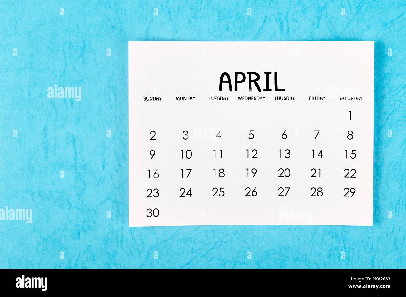 April 2023 Monthly calendar for 2023 year on blue background Stock ...
