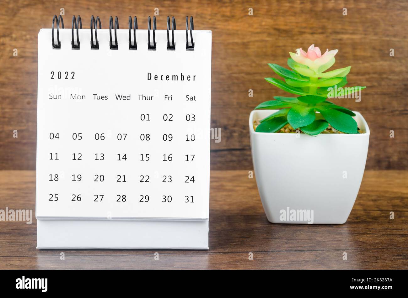 December 2022 Monthly desk calendar for 2022 year with plant pot Stock ...
