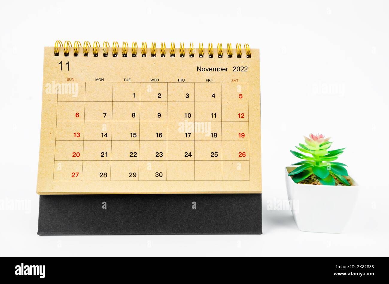 November 2022 Monthly desk calendar for 2022 year with plant pot ...