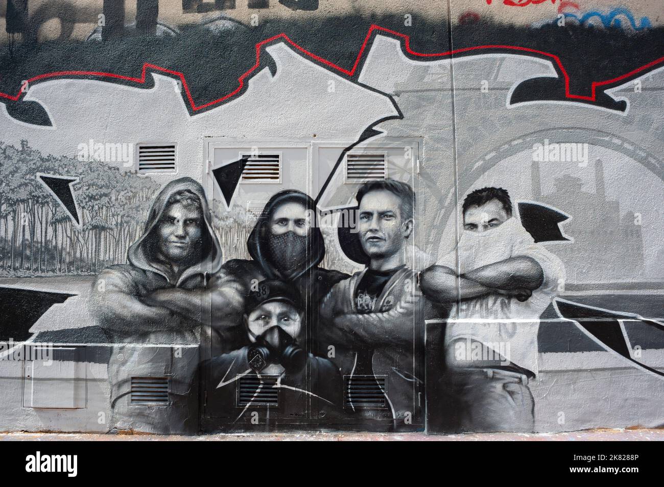 Paris, France, Street Scene, Street Graffer, Painting Walll with Spray ...