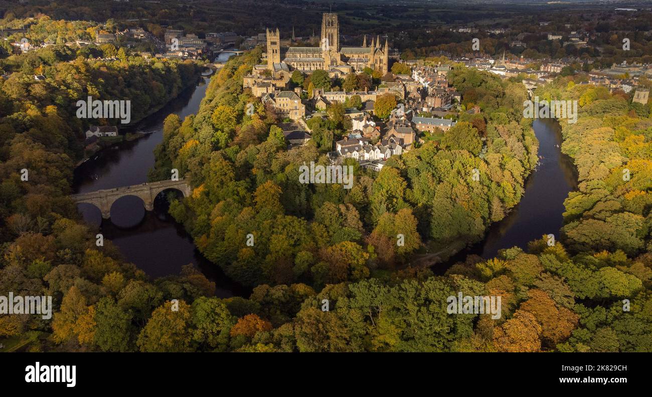 Durham, England, UK - Tuesday 18th October. An Aerial view of Durham ...