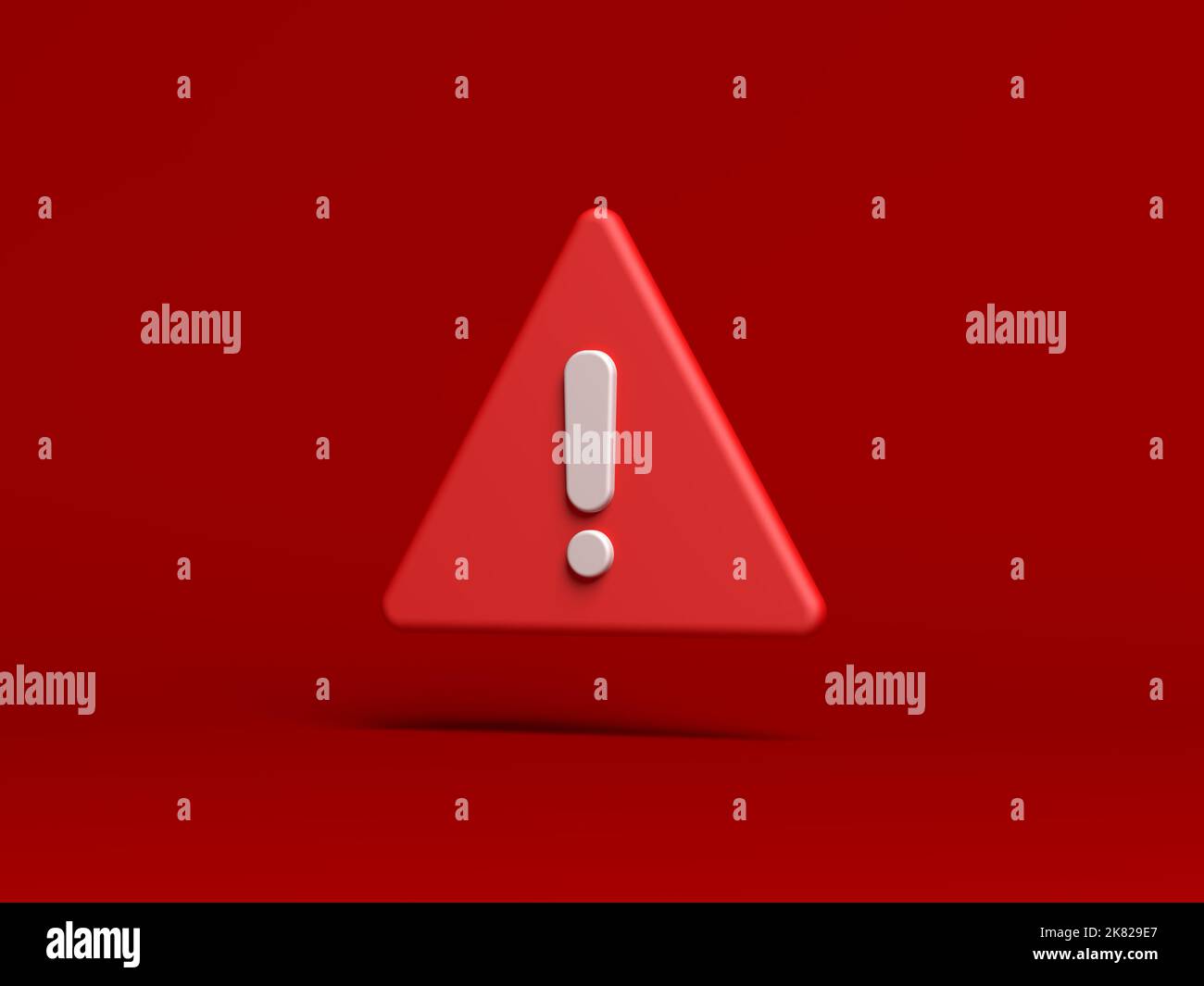 Red warning sign on red background. Exclamation mark. Attention sign ...