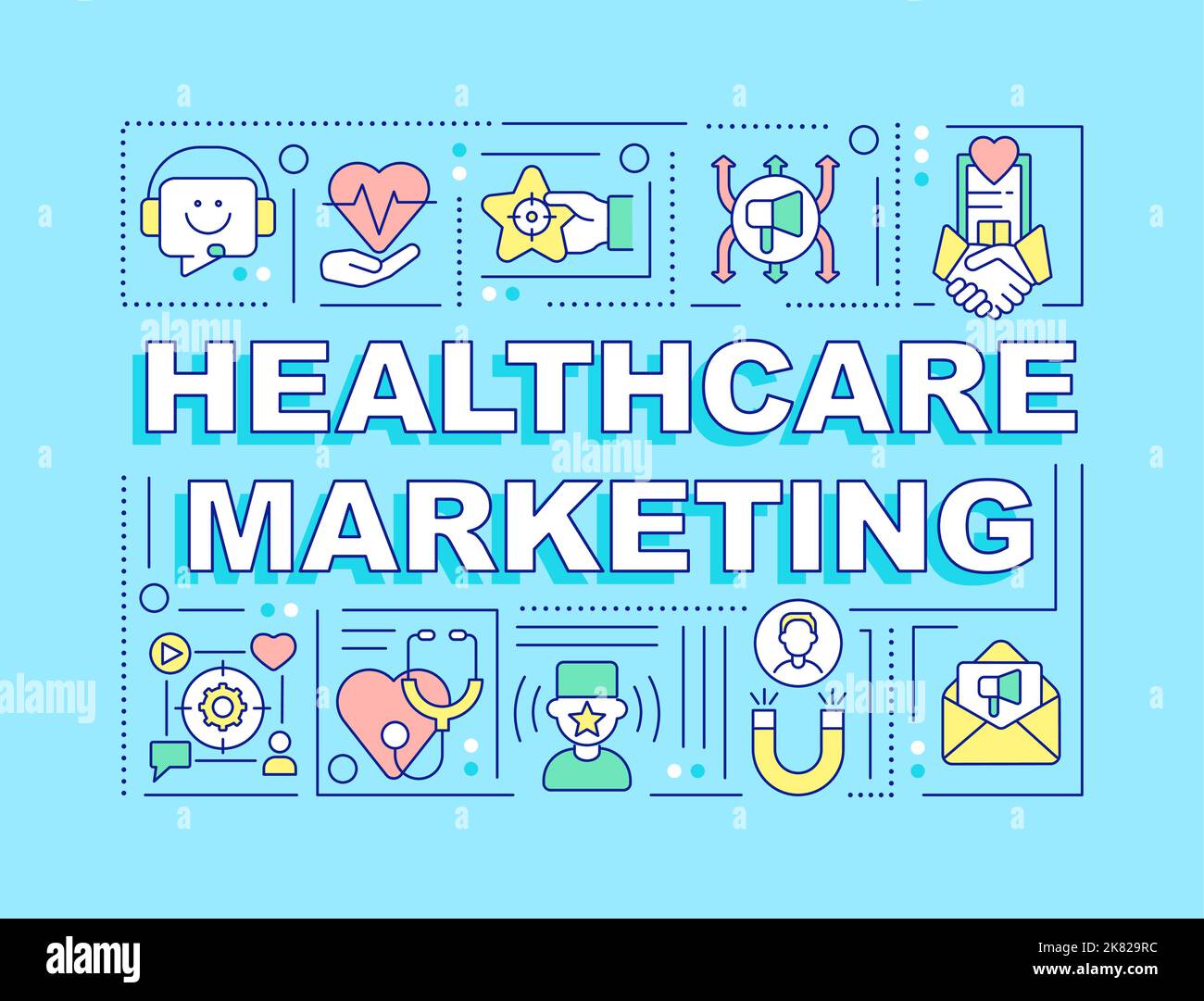 Healthcare marketing word concepts turquoise banner Stock Vector Image & Art - Alamy