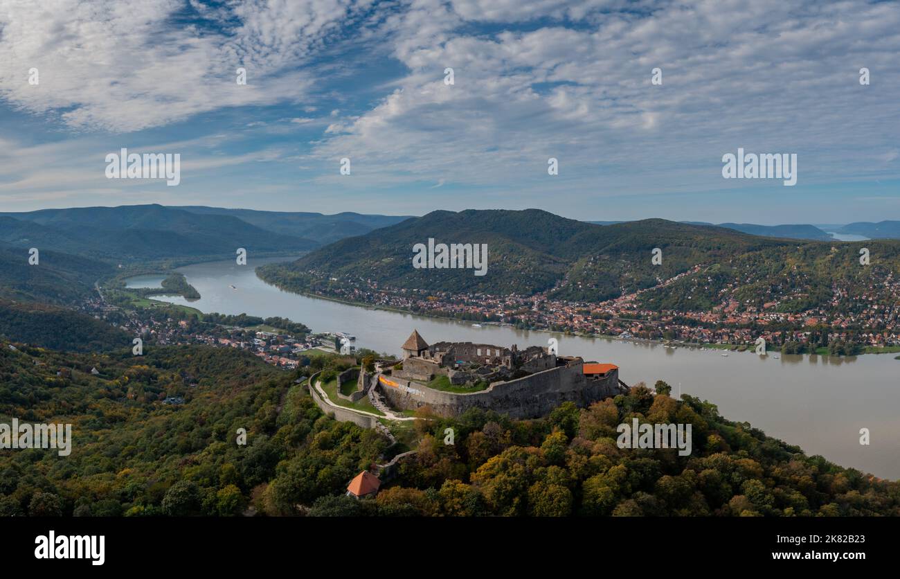Visegrad, Hungary - 6 October, 2022: panorama landscape of the Danube ...