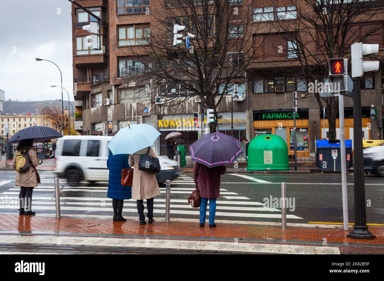 Bilbao, Basque country, Spain - January 25, 2019: People are waiting at ...