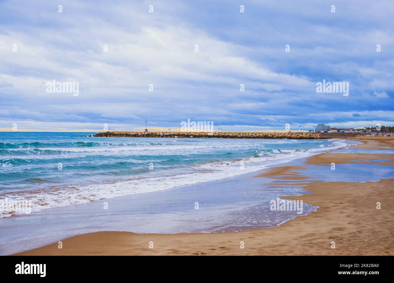 Small resort town Sitges, in the suburbs of Barcelona. Catalonia, Spain ...