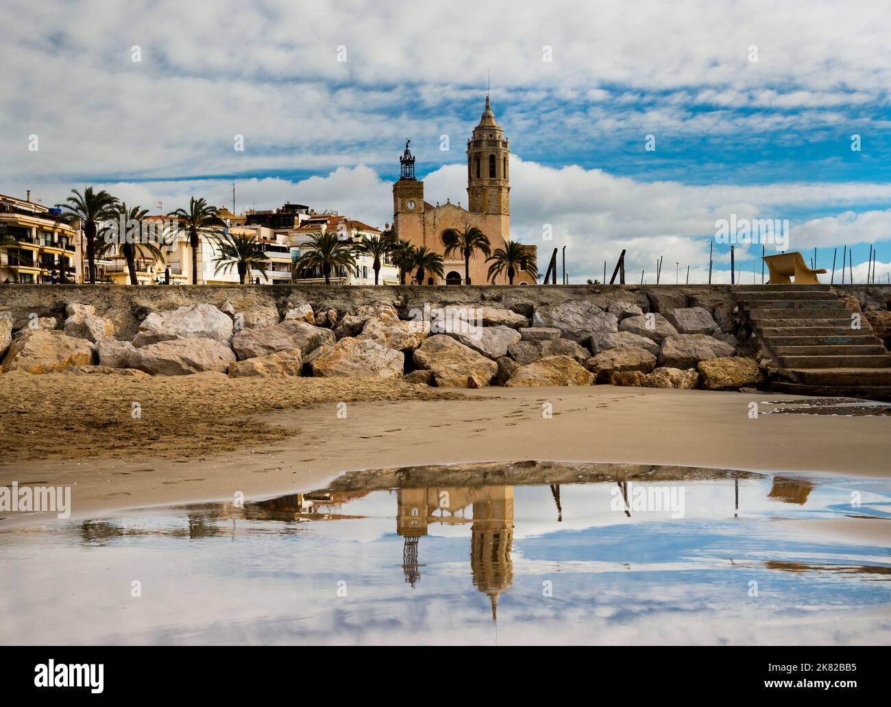 Views of Church of St. Bartholomew and Santa Tecla Sitges, Catalonia ...