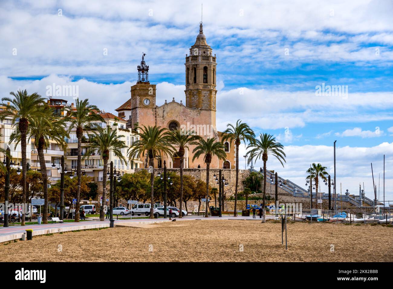 Views of Church of St. Bartholomew and Santa Tecla Sitges, Catalonia ...
