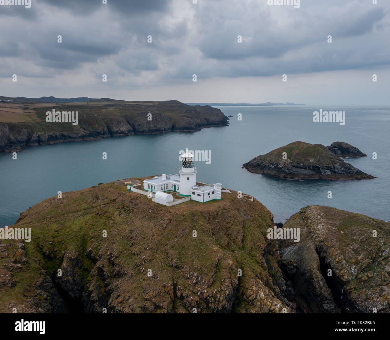 aerial landscape view of the Pembrokeshire coast with the historic ...