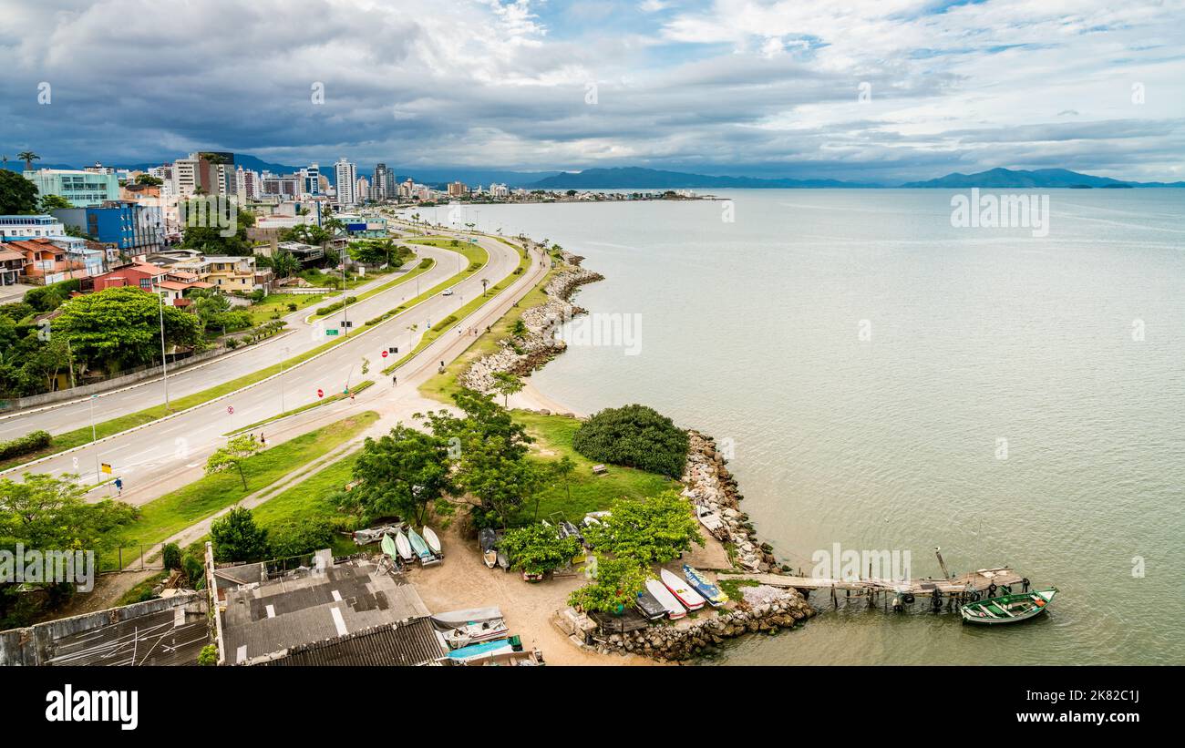 View of the coastline of the city of Sao Jose in Santa Catarina, Brazil ...