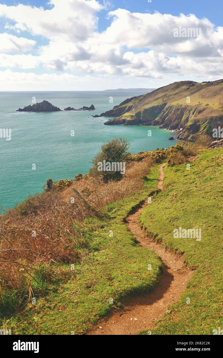 The South West Coast Path at Pudcombe Cove near Coleton Fishacre, South ...